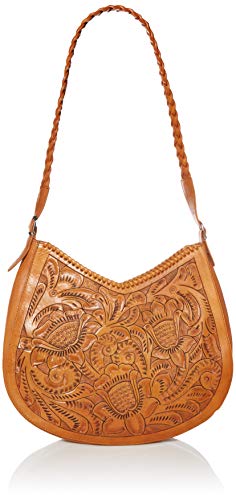 Mauzari Sonoma Women's Large Tooled Leather Hobo Handbag (Honey)