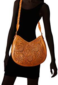 Mauzari Sonoma Women's Large Tooled Leather Hobo Handbag (Honey)