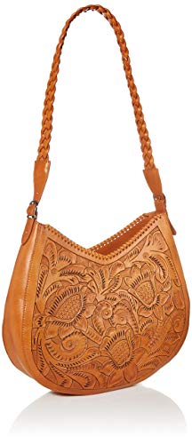 Mauzari Sonoma Women's Large Tooled Leather Hobo Handbag (Honey)