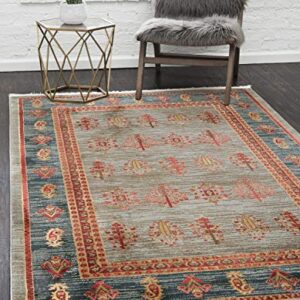 Unique Loom Fars Collection Modern Medallion Tribal Design with Natural Hues Area Rug, 3 ft 3 in x 5 ft 3 in, Light Blue/Navy Blue