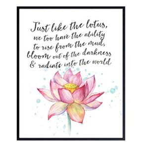 inspirational meditation art print – motivational lotus wall art poster – unique home decor for studio, bathroom, bedroom – gift for women, zen buddha fans – 8×10 photo unframed