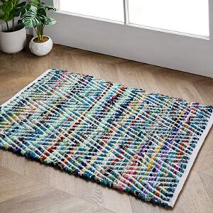 nuloom rochell handwoven chevron accent rug, 2 ft x 3 ft, green