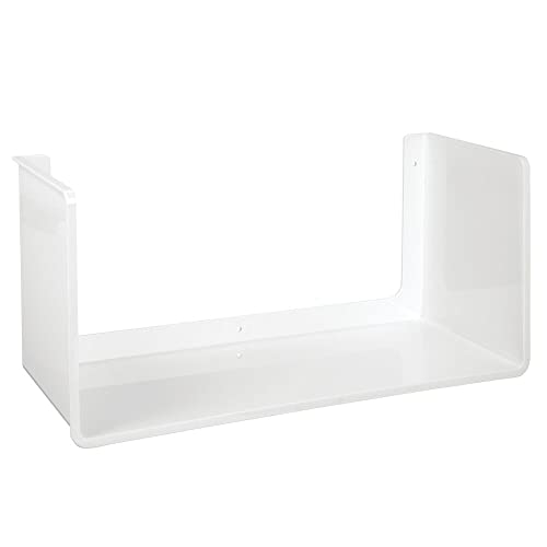 mDesign Plastic Wall Mount Towel Storage Organizer Display Shelf - Hang in Bathroom, Kitchen, Entryway, Hallway, Mudroom, Bedroom, Laundry Room - Kitchen Towels, Hand Towels, 2 Pack - White