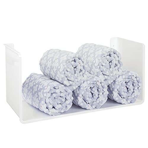 mDesign Plastic Wall Mount Towel Storage Organizer Display Shelf - Hang in Bathroom, Kitchen, Entryway, Hallway, Mudroom, Bedroom, Laundry Room - Kitchen Towels, Hand Towels, 2 Pack - White