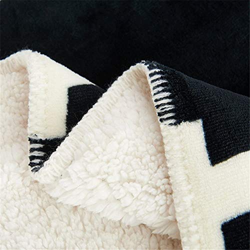 Tenghe Sherpa Flannel Blanket Throws Cross Swiss Pattern Geometric Soft Cozy Blankets Quilts for Bed Sofa Couch Chair (39"X 59",Black)