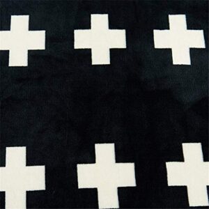 Tenghe Sherpa Flannel Blanket Throws Cross Swiss Pattern Geometric Soft Cozy Blankets Quilts for Bed Sofa Couch Chair (39"X 59",Black)