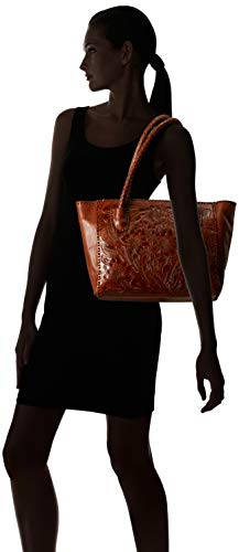 Mauzari Women's Leather Tote with Woven Handle (Koa)