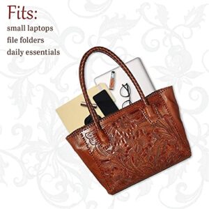 Mauzari Women's Leather Tote with Woven Handle (Koa)