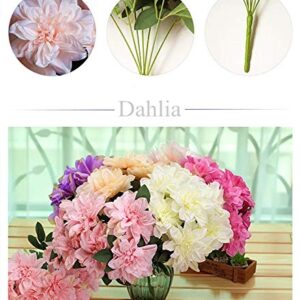 10 Heads Dahlia Fake Flowers Artificial Dahlia Flowers Faux Flowers for Home Wedding Party Office Supplies (Purple)