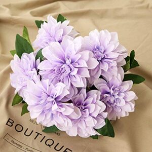 10 heads dahlia fake flowers artificial dahlia flowers faux flowers for home wedding party office supplies (purple)