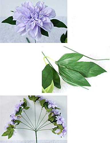 10 Heads Dahlia Fake Flowers Artificial Dahlia Flowers Faux Flowers for Home Wedding Party Office Supplies (Purple)