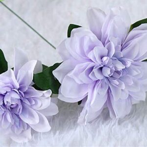 10 Heads Dahlia Fake Flowers Artificial Dahlia Flowers Faux Flowers for Home Wedding Party Office Supplies (Purple)