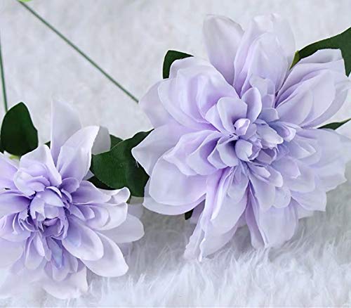 10 Heads Dahlia Fake Flowers Artificial Dahlia Flowers Faux Flowers for Home Wedding Party Office Supplies (Purple)