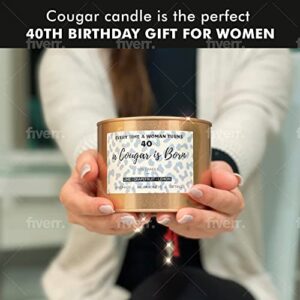 40th Birthday Gift - Cougar Candle - Grapefruit Basil Soy Scented Candle - Wrapped 40th Birthday Gift for Women