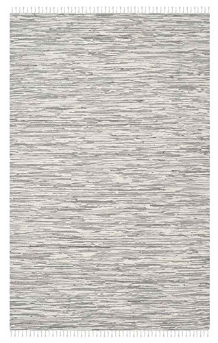 SAFAVIEH Montauk Collection 4' x 6' Silver MTK753A Handmade Fringe Cotton Area Rug