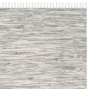 SAFAVIEH Montauk Collection 4' x 6' Silver MTK753A Handmade Fringe Cotton Area Rug