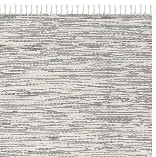 SAFAVIEH Montauk Collection 4' x 6' Silver MTK753A Handmade Fringe Cotton Area Rug