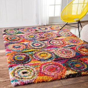 nuloom kindra bohemian circles shag area rug, 4′ x 6′, multi