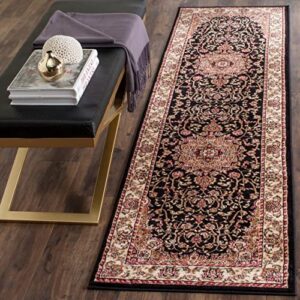 SAFAVIEH Lyndhurst Collection 4' Round Black/Ivory LNH329A Traditional Oriental Non-Shedding Dining Room Entryway Foyer Living Room Bedroom Area Rug