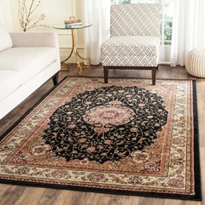 SAFAVIEH Lyndhurst Collection 4' Round Black/Ivory LNH329A Traditional Oriental Non-Shedding Dining Room Entryway Foyer Living Room Bedroom Area Rug