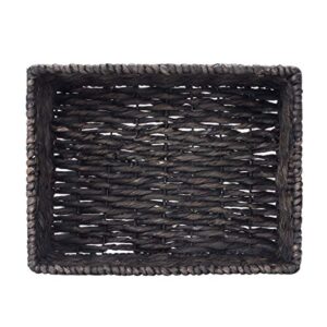 Villacera Rectangle Handmade Twisted Wicker Baskets made of Water Hyacinth | Nesting Black Seagrass Bins | Set of 2