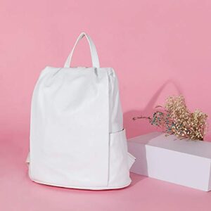 Classic Genuine Leather Fashion Women Backpack Quality More Pockets Daily Schoolbag Knapsack Rucksack White