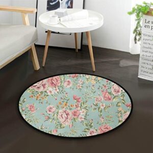 alaza flower classic vintage round area rug for living room bedroom 3′ diameter(92 cm)