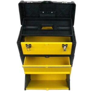 Portable Tool Box - Storage Compartments for Tools, Parts, Crafting Supplies or Tackle by Stalwart - 3-in-1, Black/Yellow