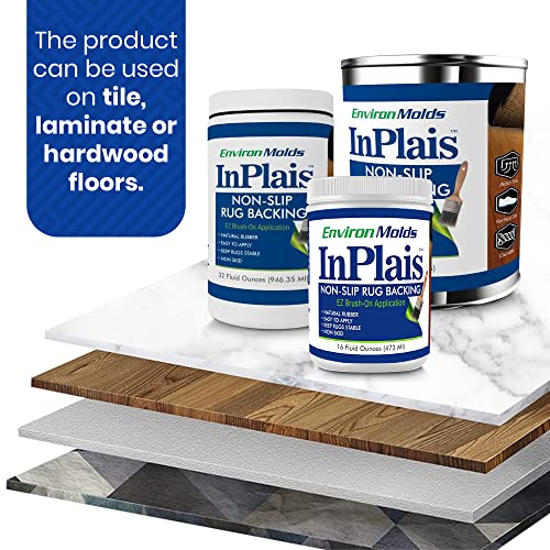 ENVIRONMOLDS New InPlais Non-Slip Area Rug Backing (32 oz.) Fabric & Floor Safe Latex Layer | Kitchen, Bathroom, Hallway, Living Room…