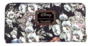 loungefly disney princesses floral zip around wallet