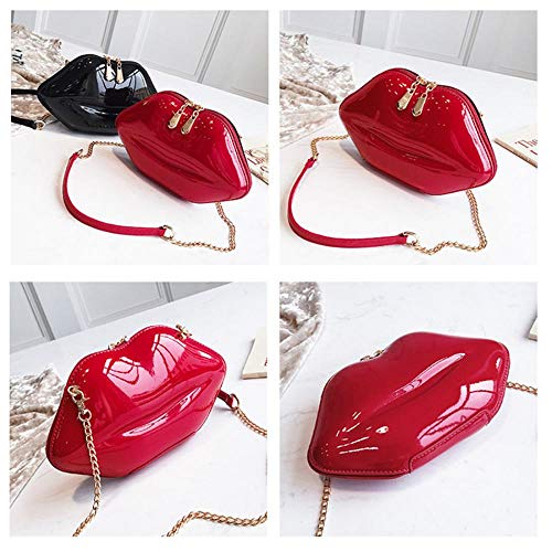 Women's Lips Evening Bag Purses Clutch Vintage Banquet Handbag Chain Crossbody Shoulder Bag (Burgundy)