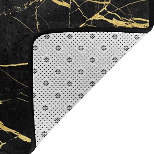 KasaBlaro Black Gold Marble Print Area Rug Carpet Contemporary Rugs Living Room Dining Area Rugs Room Rugs Office Rugs Modern Rug 80" X 58"