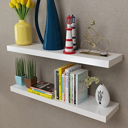 vidaXL 2X Storage Cube Floating Shelves Matte White Wall Mount Hanging Display