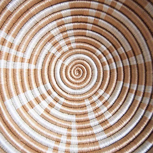 Small African Basket- Luhano/Rwanda Basket/Woven Bowl/Sisal & Sweetgrass Basket/Tan, White