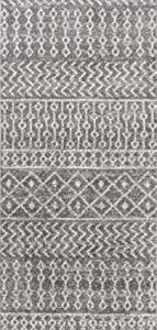 JONATHAN Y MOH106B-28 Arta Moroccan Modern Geometric Rug Farmhouse Southwestern Vintage Indoor Area Rug,High Traffic,Bedroom,Kitchen,Living Room,Non Shedding,2 X 8,Gray/Cream