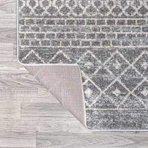 JONATHAN Y MOH106B-28 Arta Moroccan Modern Geometric Rug Farmhouse Southwestern Vintage Indoor Area Rug,High Traffic,Bedroom,Kitchen,Living Room,Non Shedding,2 X 8,Gray/Cream