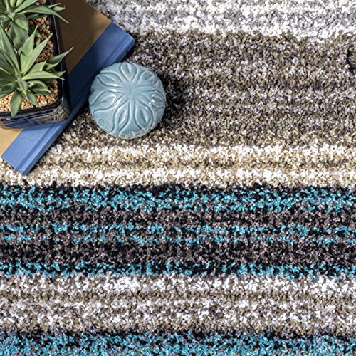 nuLOOM Drey Striped Shag Area Rug, 4' x 6', Blue Multi