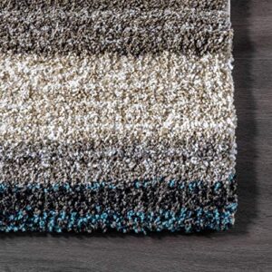 nuLOOM Drey Striped Shag Area Rug, 4' x 6', Blue Multi