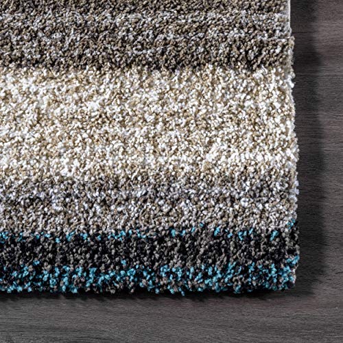 nuLOOM Drey Striped Shag Area Rug, 4' x 6', Blue Multi