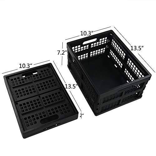 Saedy 16 Liter Black Folding Storage Crates, Collapsible Crate Plastic Basket Bins, 2 Packs