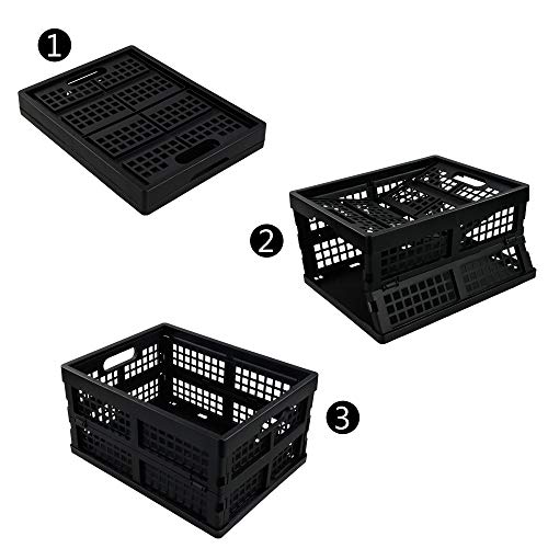 Saedy 16 Liter Black Folding Storage Crates, Collapsible Crate Plastic Basket Bins, 2 Packs