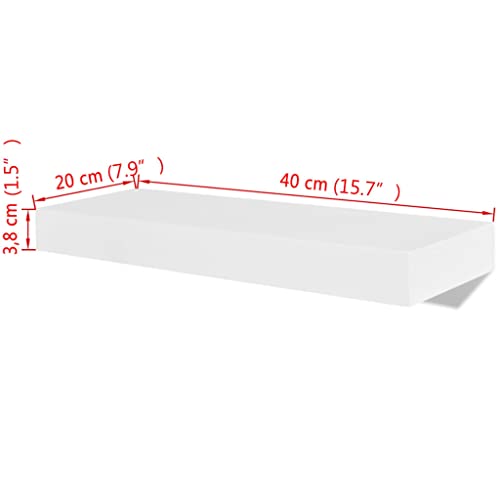 vidaXL 2pc White Floating Wall Shelf Wall-Mount Display Storage Hanging Shelves