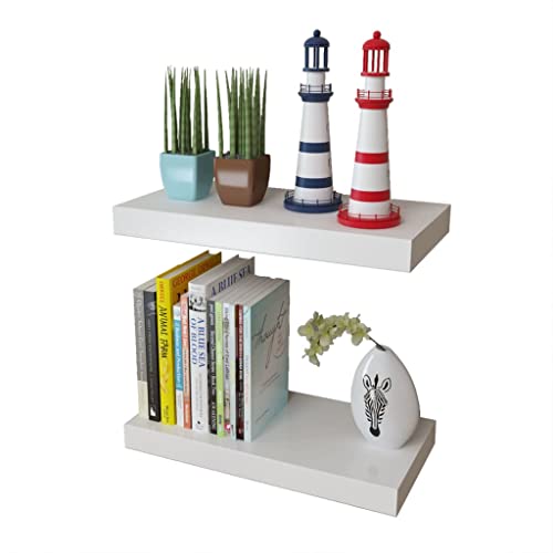 vidaXL 2pc White Floating Wall Shelf Wall-Mount Display Storage Hanging Shelves