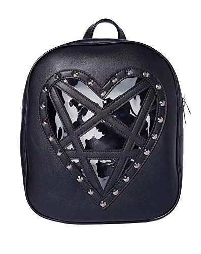 Nite closet Gothic Backpack Purse for Women Studded Ita Bag Star Transparent Front