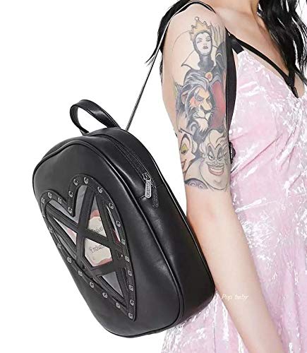 Nite closet Gothic Backpack Purse for Women Studded Ita Bag Star Transparent Front