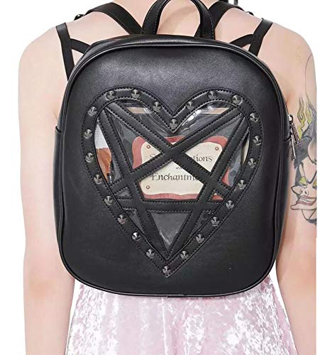 Nite closet Gothic Backpack Purse for Women Studded Ita Bag Star Transparent Front