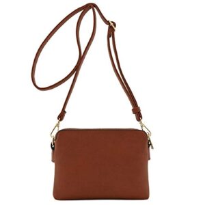 FashionPuzzle Double Compartment Small Crossbody Bag (Brown)