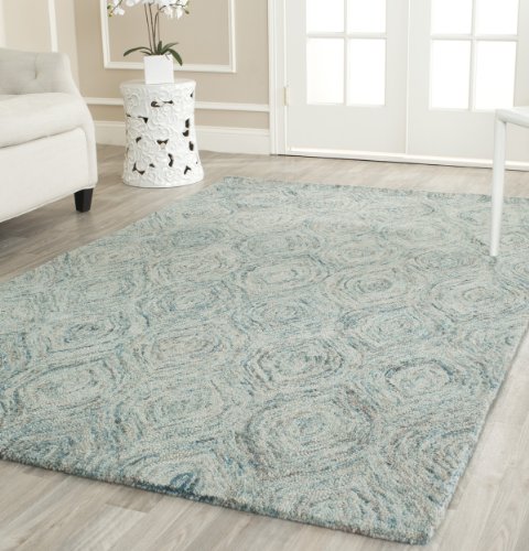 SAFAVIEH Ikat Collection 2'3" x 8' Ivory / Sea Blue IKT631A Handmade Premium Wool Runner Rug