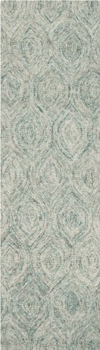 SAFAVIEH Ikat Collection 2'3" x 8' Ivory / Sea Blue IKT631A Handmade Premium Wool Runner Rug