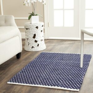 safavieh boston collection 2’6″ x 4′ navy bos685d handmade flatweave cotton accent rug